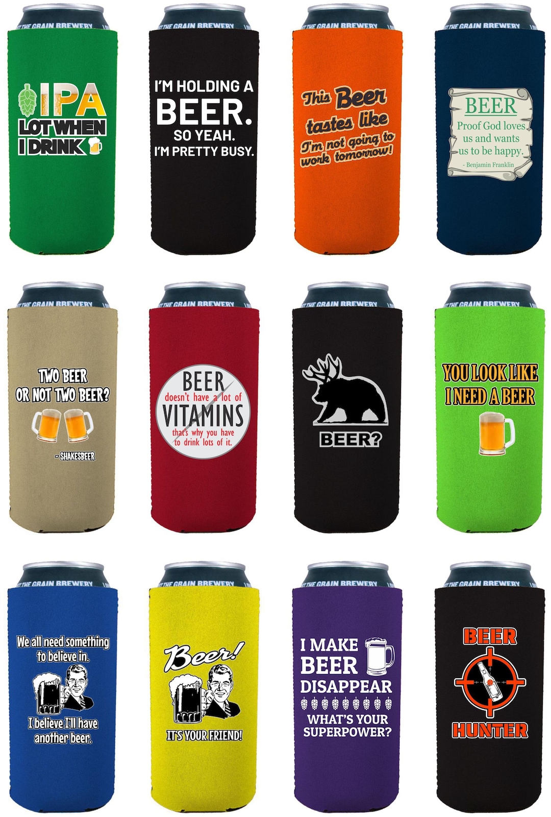 Beer Jokes Funny 16oz Can Coolie Designs 12 Pack - Etsy