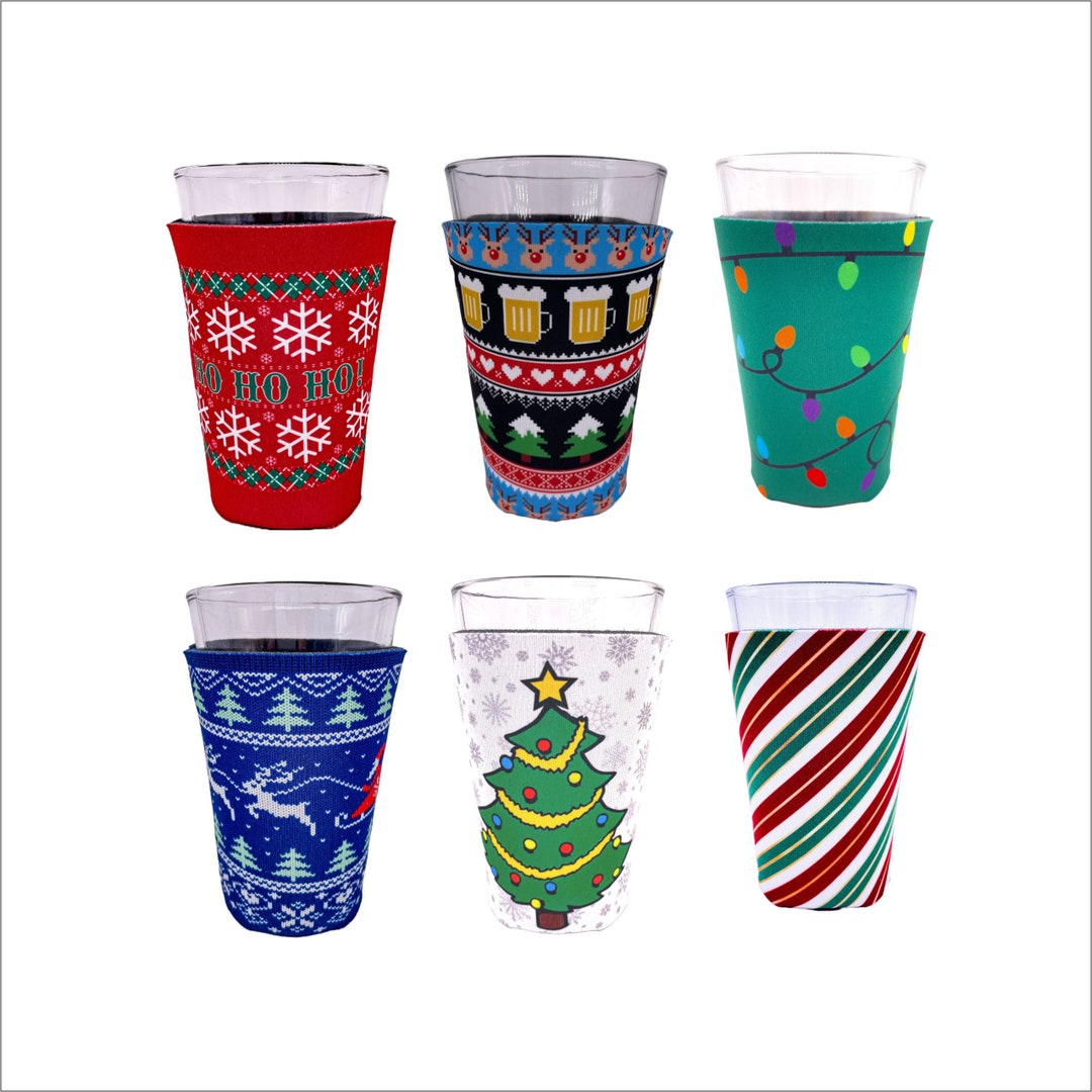 Christmas Holiday Pattern Pint Glass Coolie Variety 6-pack - Etsy