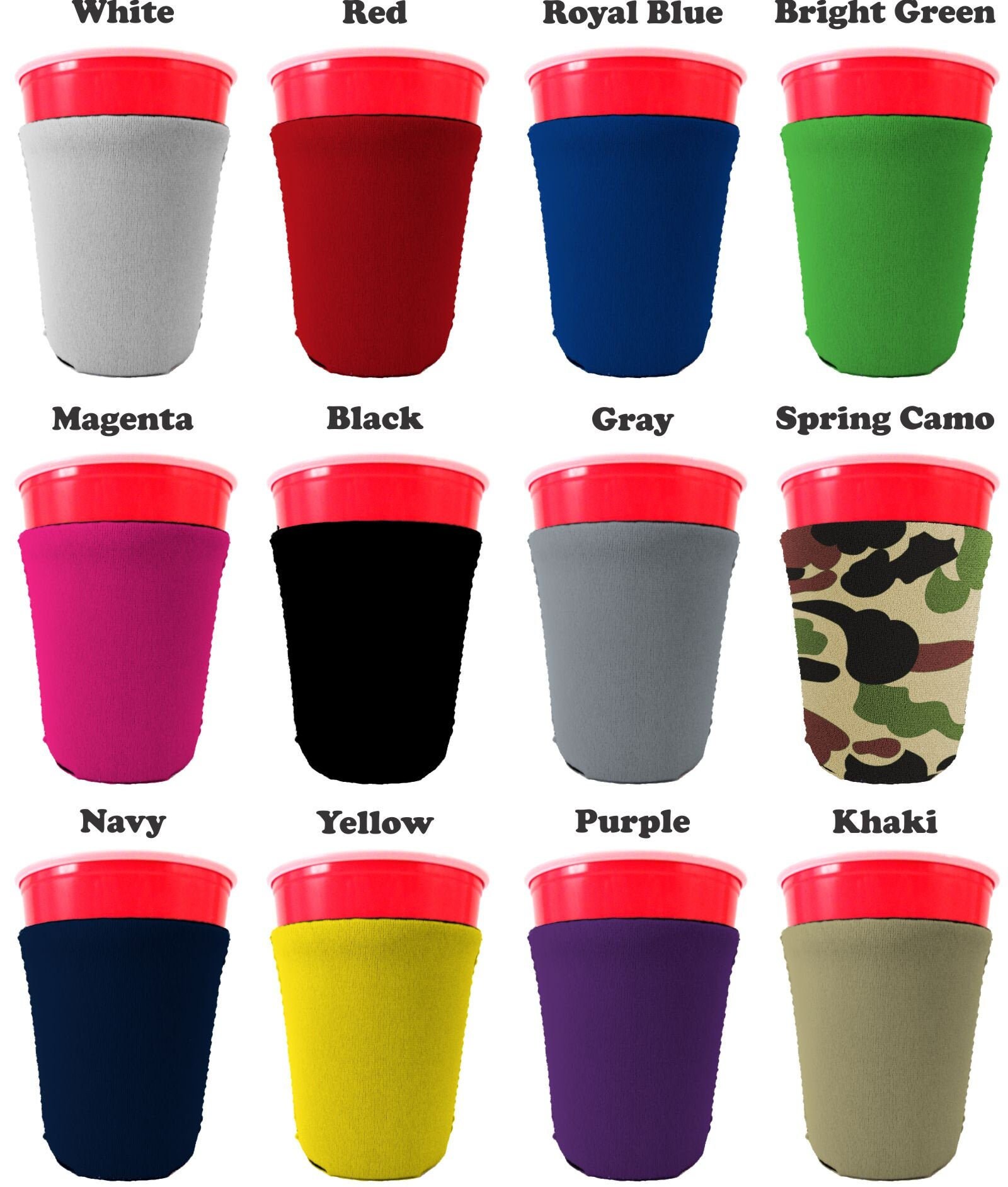 Blank Neoprene Party Cup Coolie Variety Color 12-pack. FREE Shipping ...