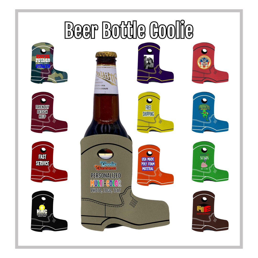 25 Minimum Custom Foam Boot Shaped Bottle Coolie. Multi-color Print ...