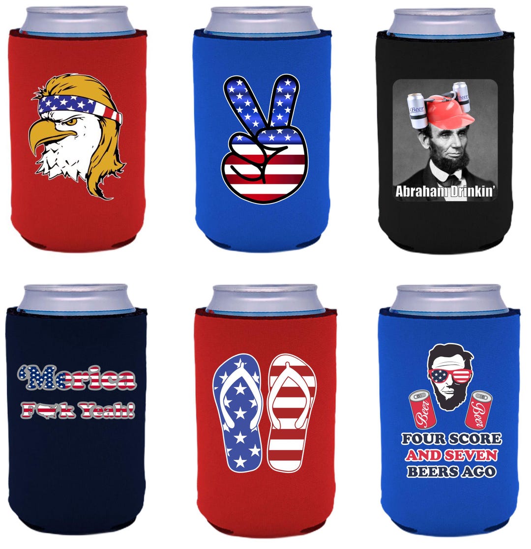 Patriotic USA Can Coolie Designs 6 Pack - Etsy