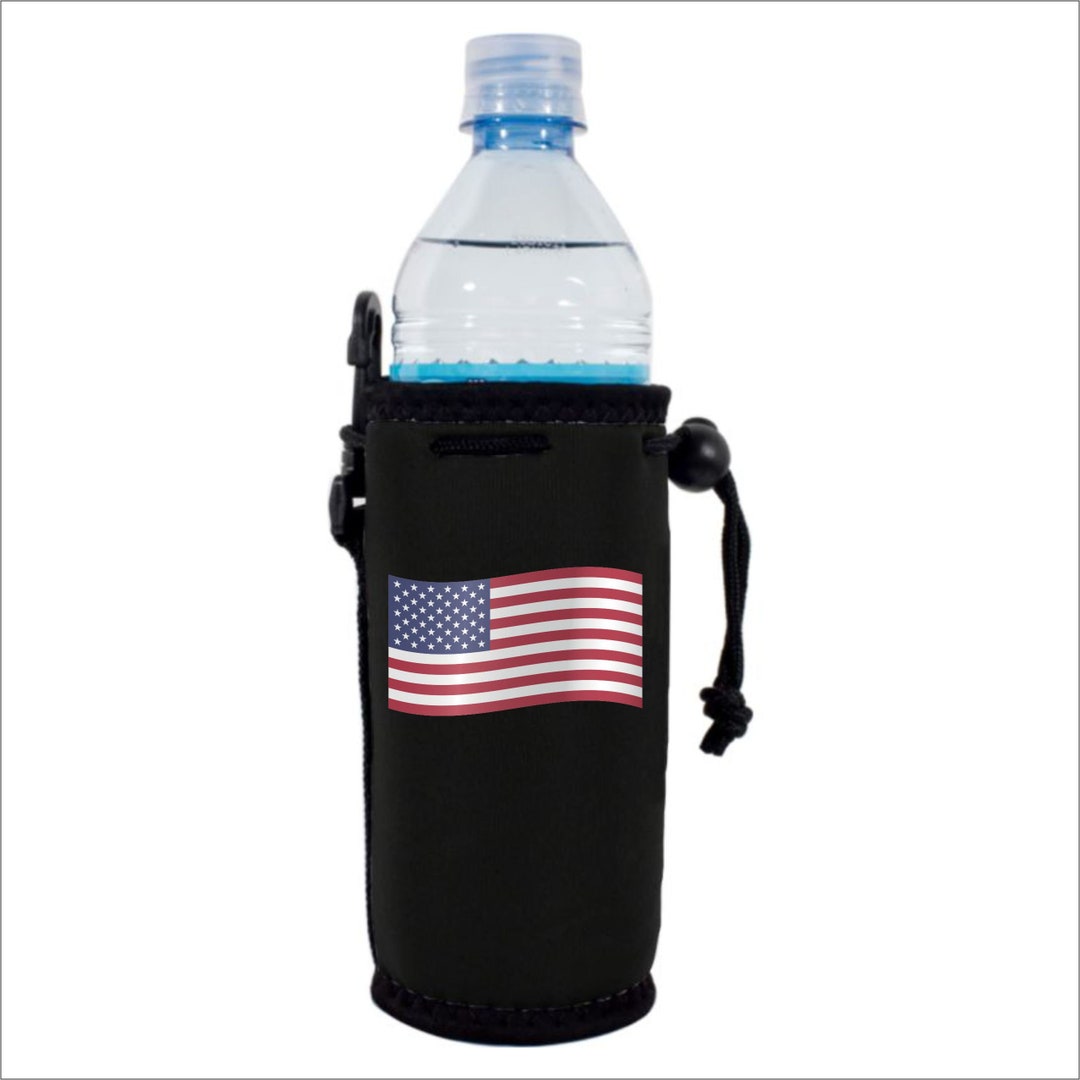 USA Flag Neoprene Water Bottle Coolie With Drawstring and Clip - Etsy