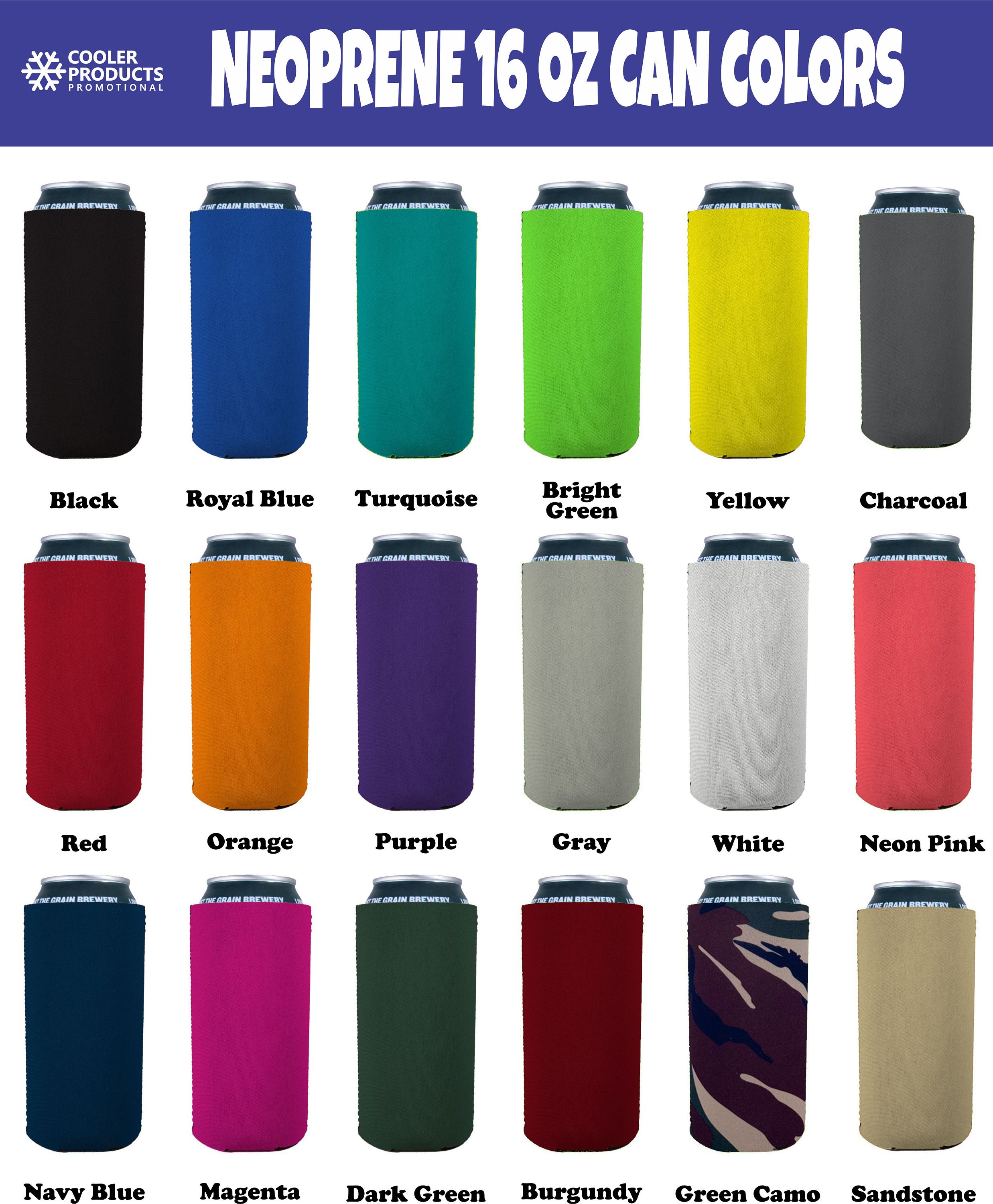 Blank Neoprene 16 Oz. Can Coolie. Choice of Colors, Quantity Discounts ...