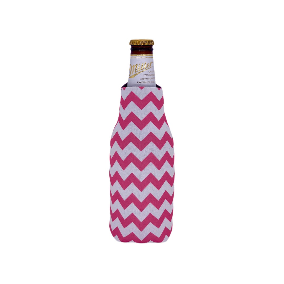 Chevron Stripe Pink Beer Bottle Coolie - Etsy