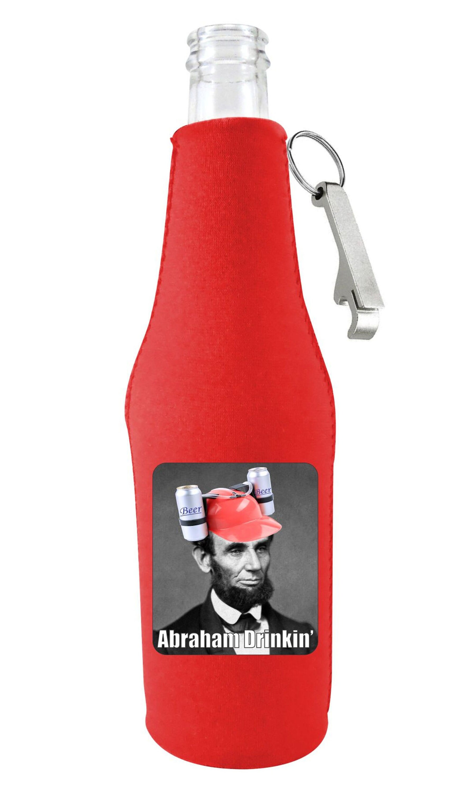 Abraham Drinkin' Neoprene Beer Bottle Coolie W/opener - Etsy