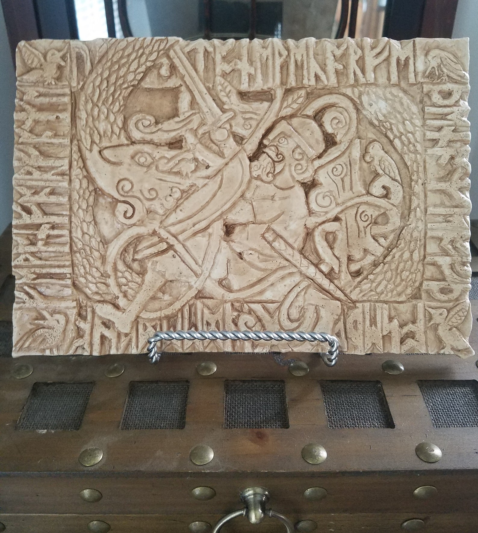 Sigurd Medieval Norse Hero Rune Stone Carving Tablet Plaque - Etsy