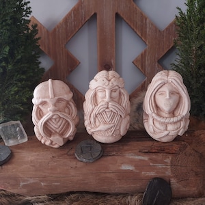 Set of 3 Norse Viking Gods Statues Odin Thor Freya - Etsy