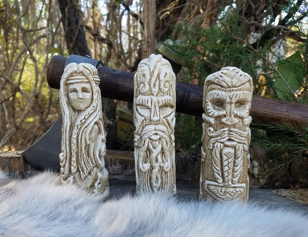 Set of 3 Norse Totems Viking Gods Idols Odin Thor Freya Freyja - Etsy