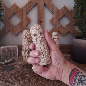 Set of 3 Norse Totems Viking Gods Idols Odin Thor Freya Freyja Asatru ...