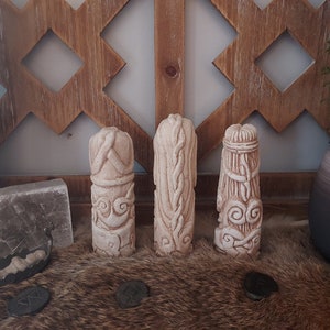 Set of 3 Norse Totems Viking Gods Idols Odin Thor Freya Freyja Asatru ...