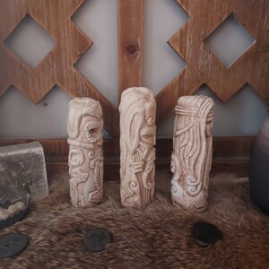 Set of 3 Norse Totems Viking Gods Idols Odin Thor Freya Freyja Asatru ...