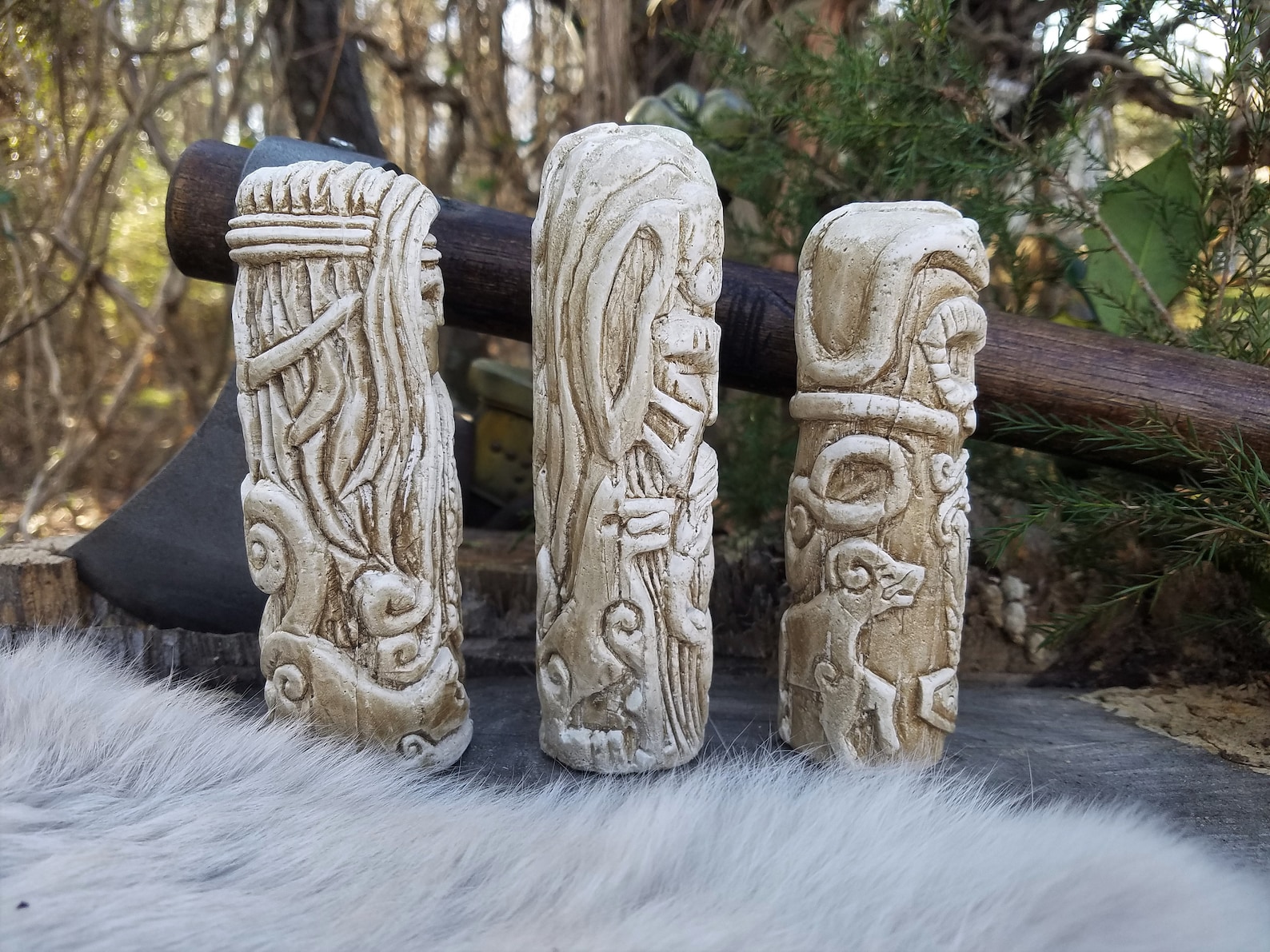 Set of 3 Norse Totems Viking Gods Idols Odin Thor Freya Freyja - Etsy
