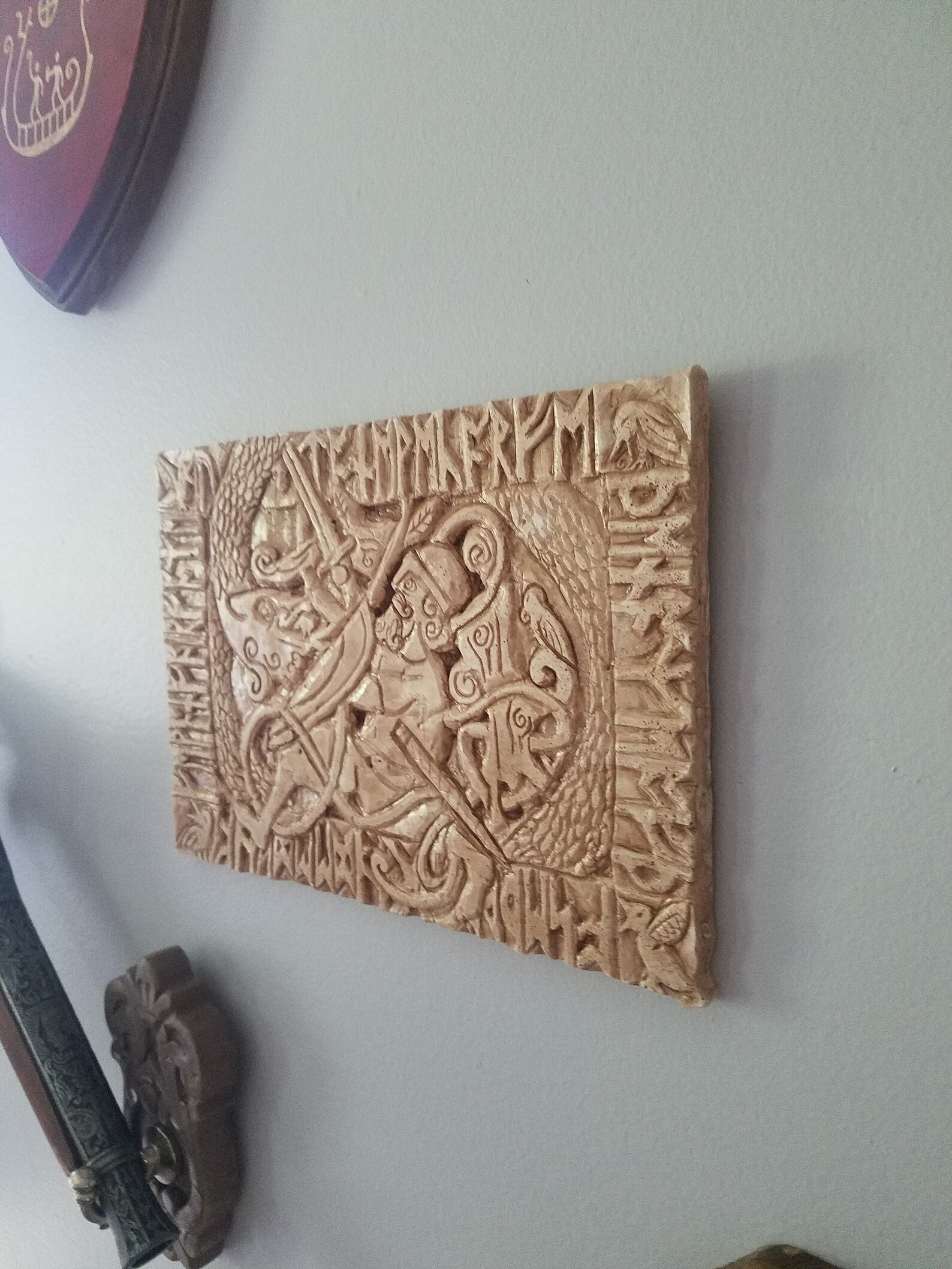 Sigurd Medieval Norse Hero Rune Stone Carving Tablet Plaque - Etsy