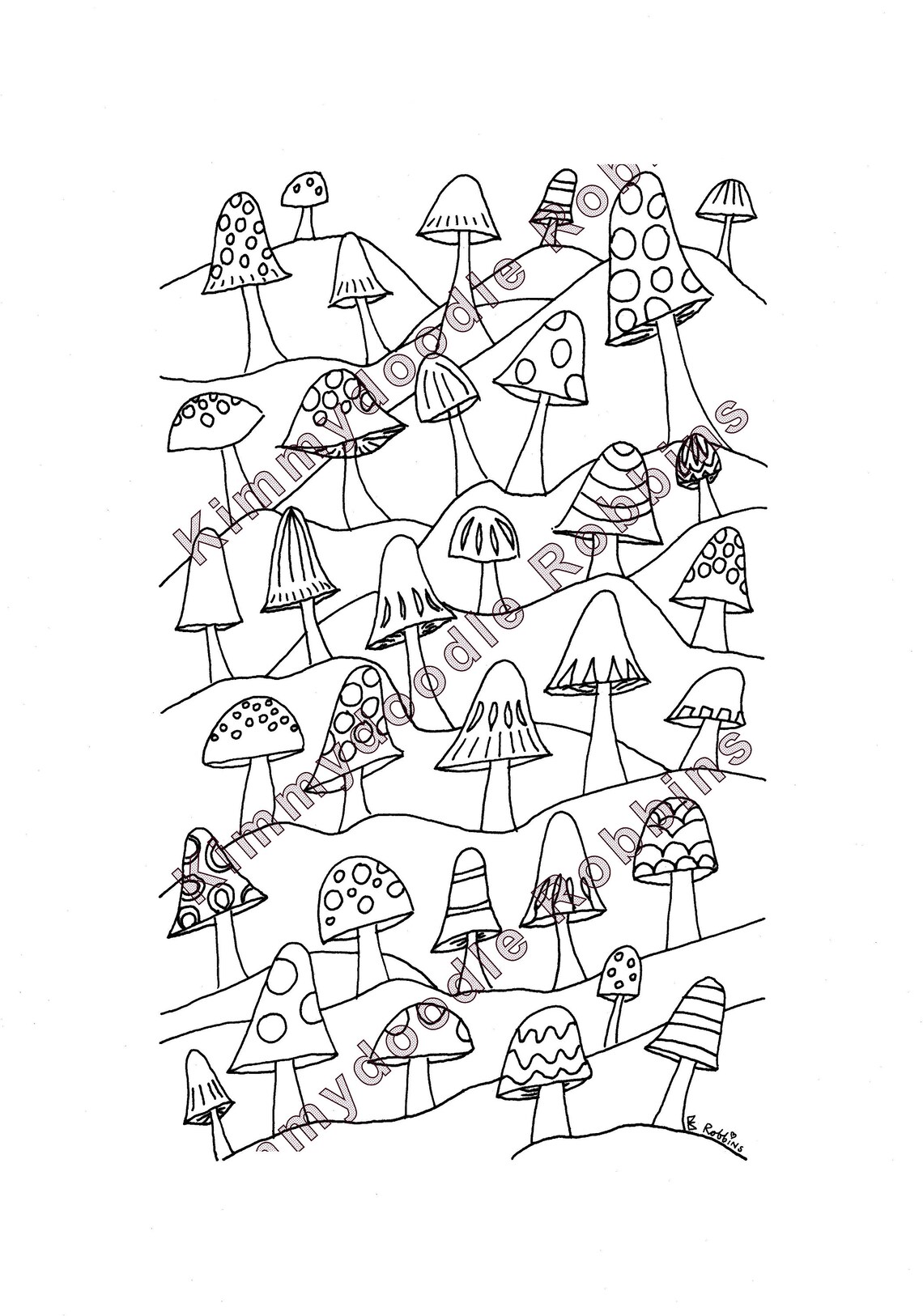 Toadstools Kimmydoodle Colouring Page. Adult Colouring. A4. | Etsy