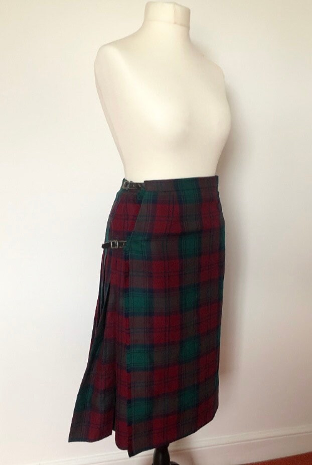 Vintage Hector Russel Wine and Green Tartan Kilt UK Size 12 - Etsy
