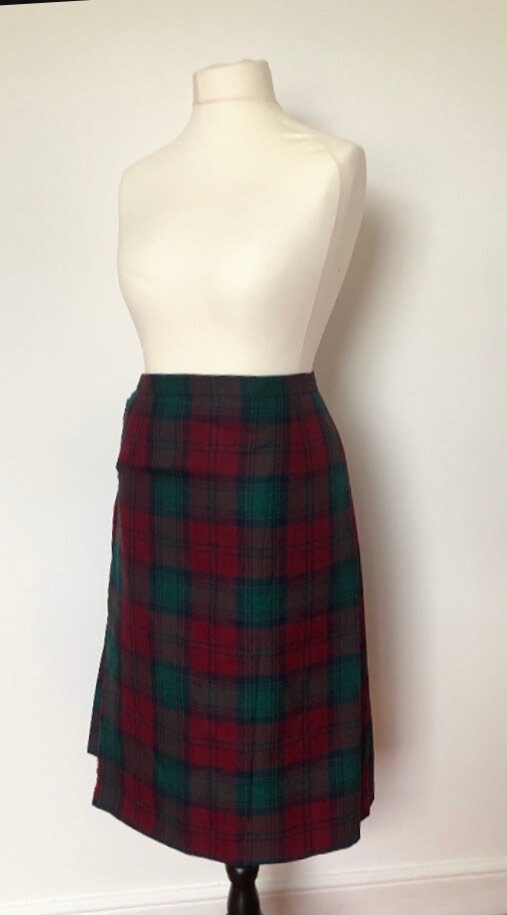 Vintage Hector Russel Wine and Green Tartan Kilt UK Size 12 - Etsy