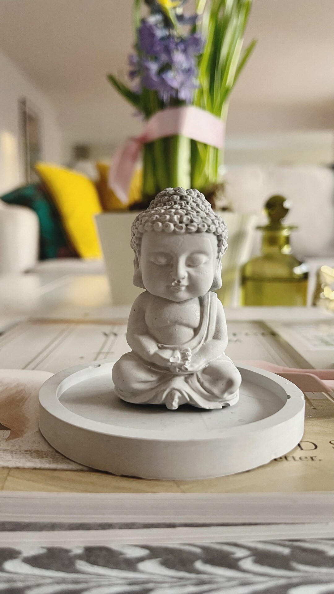 Diffuser Buddha and Tray Made Out of Concrete for Essential Oils ...