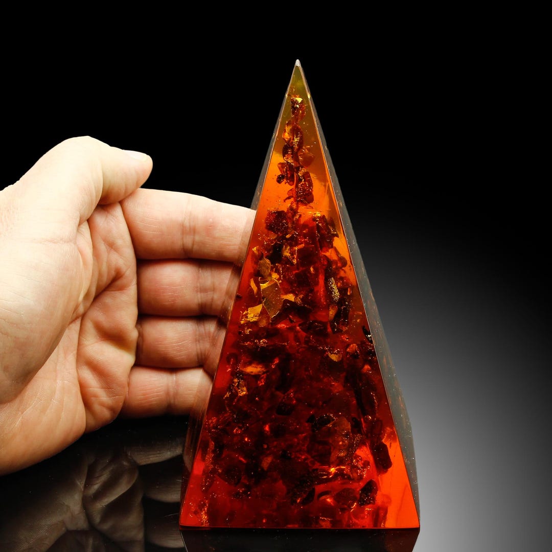 Baltic Amber Museum-grade Amber Energy Pyramid Encased in Crystal Clear ...
