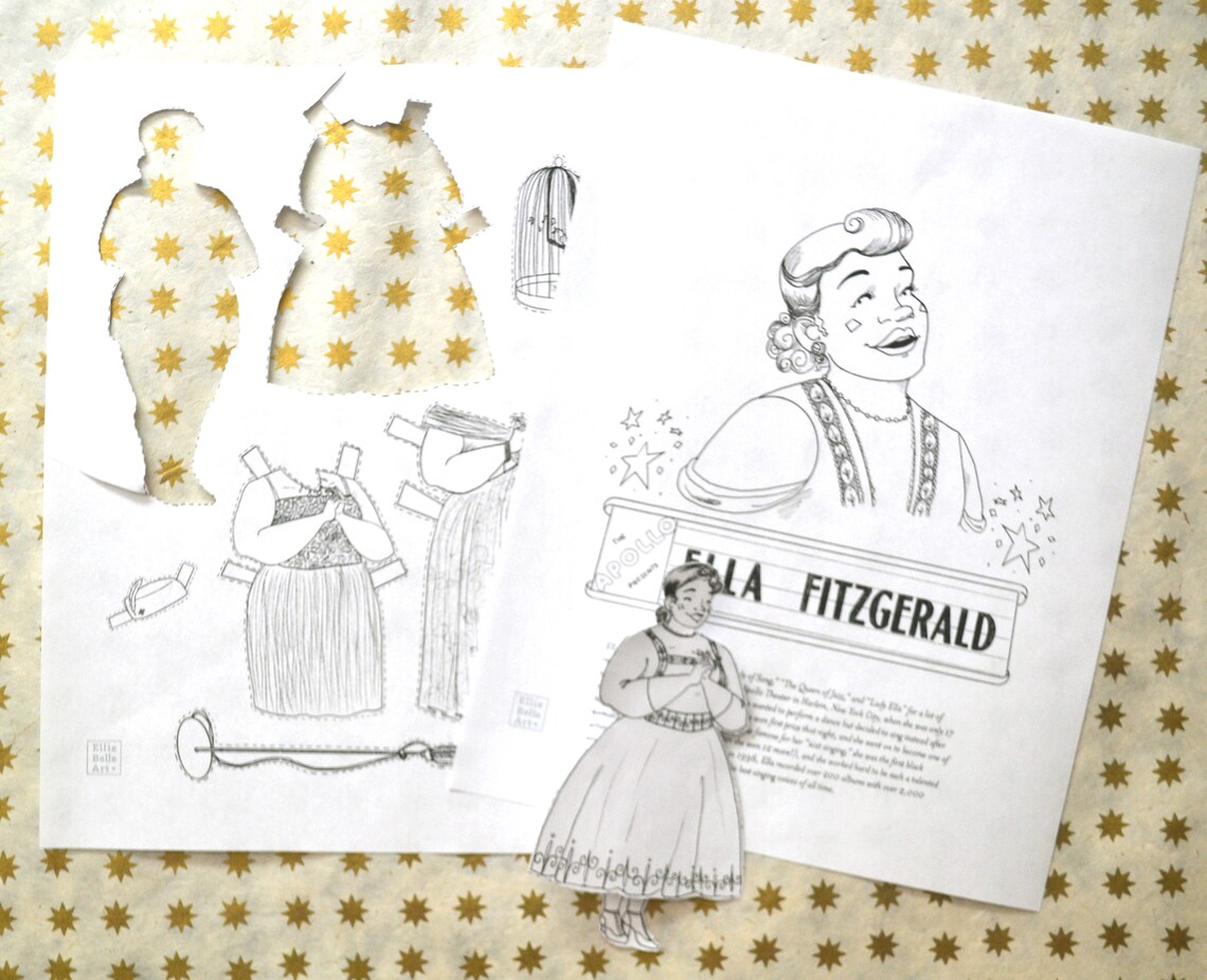 Ella Fitzgerald Coloring Page and Paper Doll - Etsy
