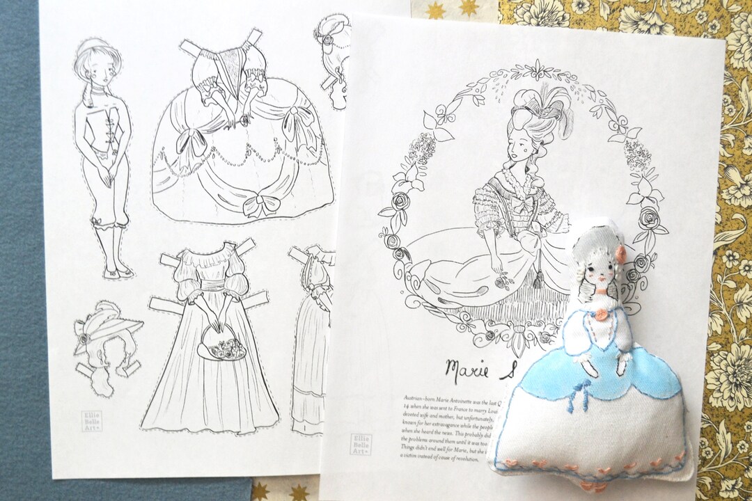 Marie Antoinette Coloring Pages and Paper Dolls - Etsy