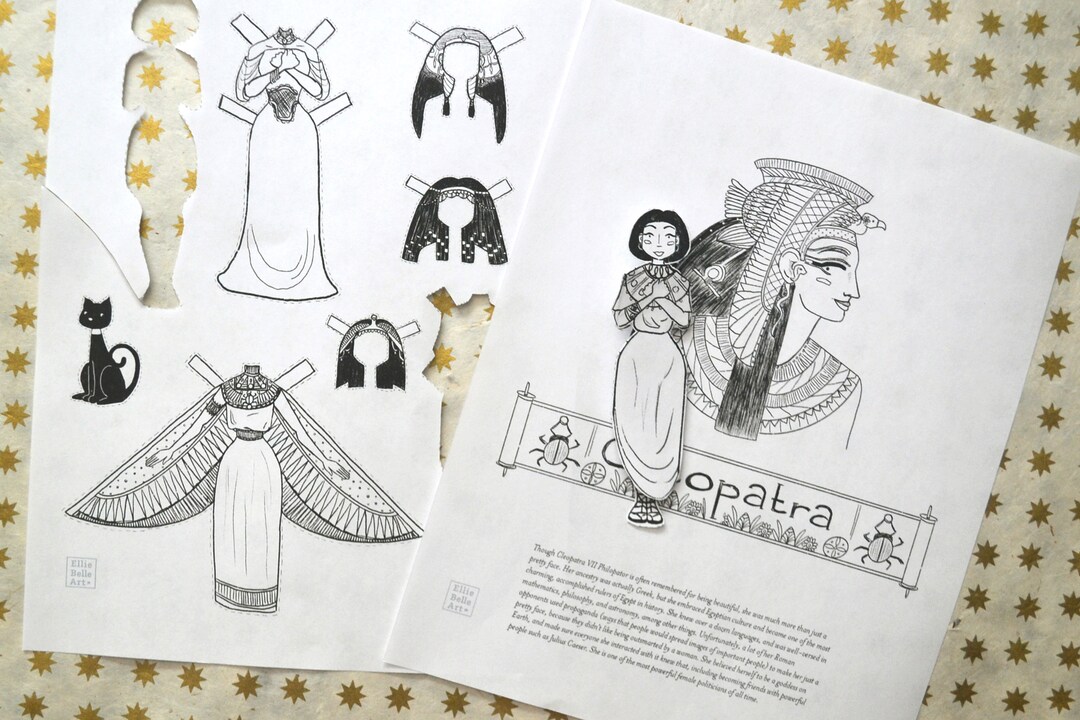 Cleopatra Coloring Page and Paper Doll - Etsy