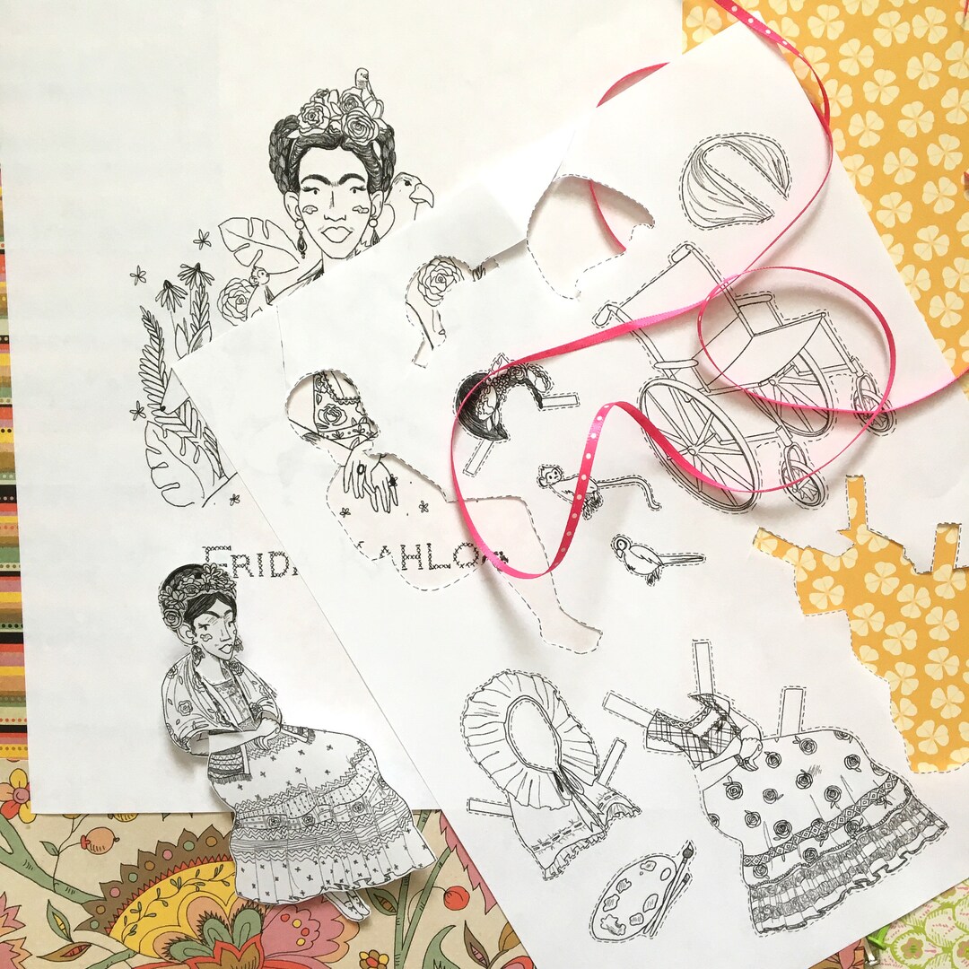 Frida Kahlo Coloring Pages Downloadable - Etsy
