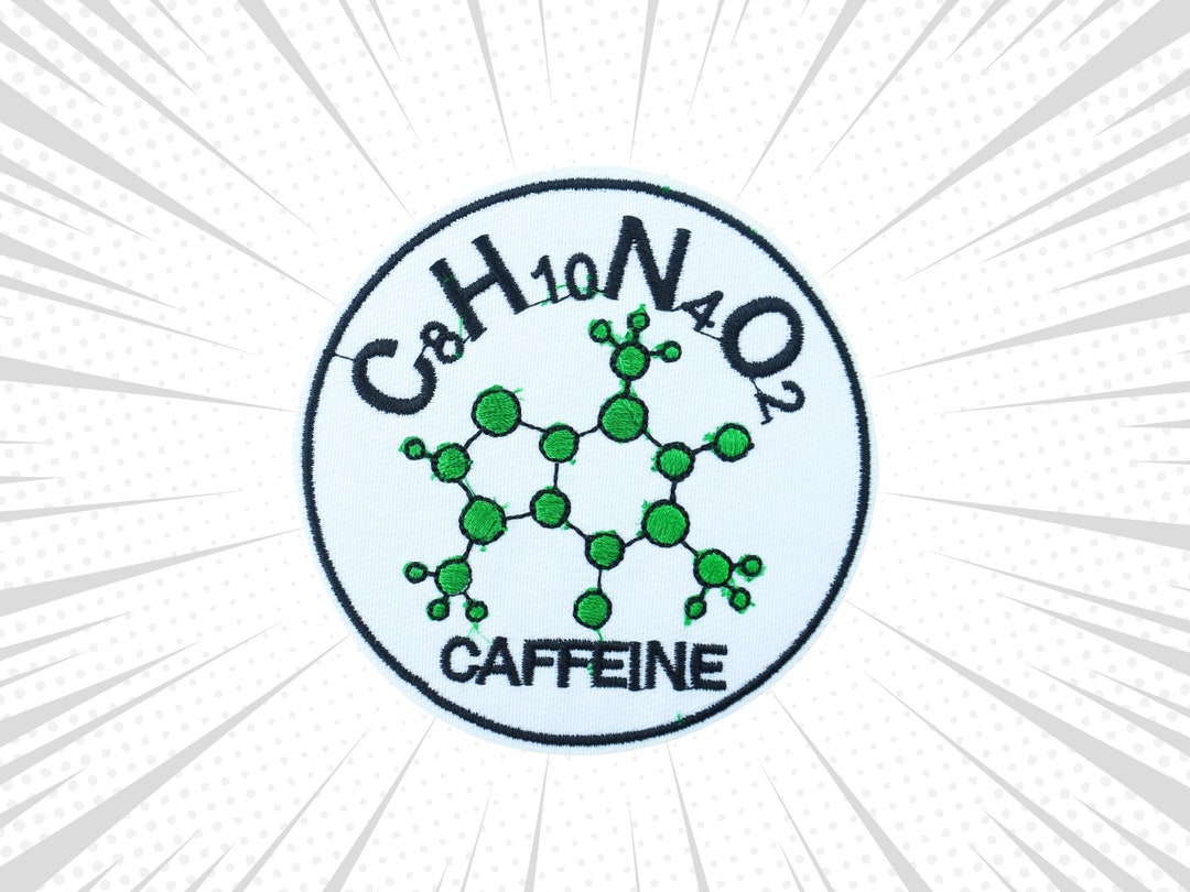 Caffeine Molecule Chemical Formula C8H10N4O2 Embroidered Patch, Iron ...