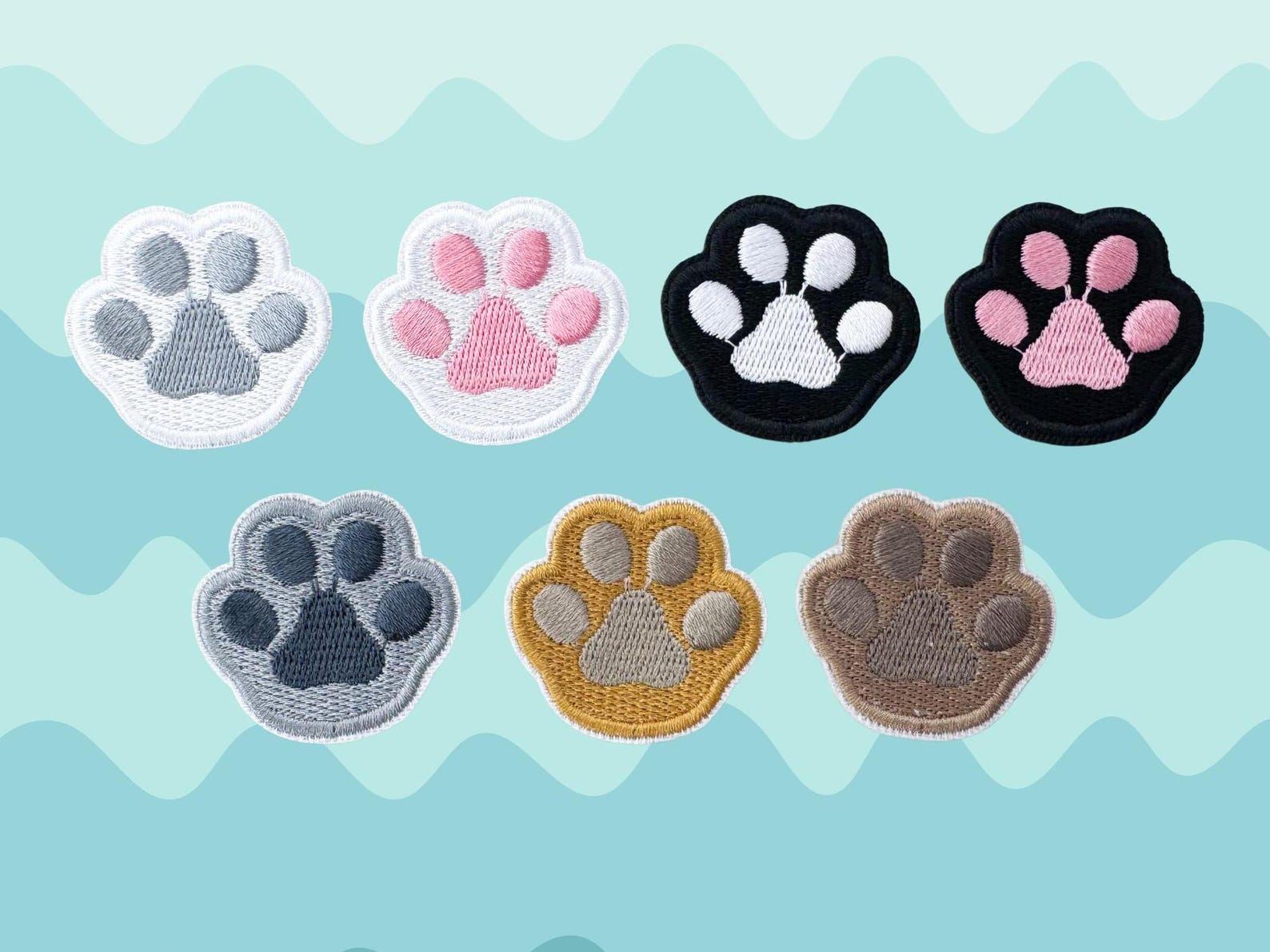 Cute Cat or Dog Paw Print Embroidered Iron / Sewing on Applique in 2 ...