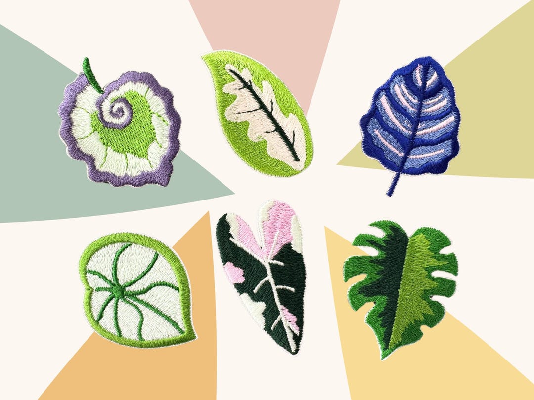 Pretty Foliage Plant Embroidered Patch Sticker, Sewing on Applique, DIY ...