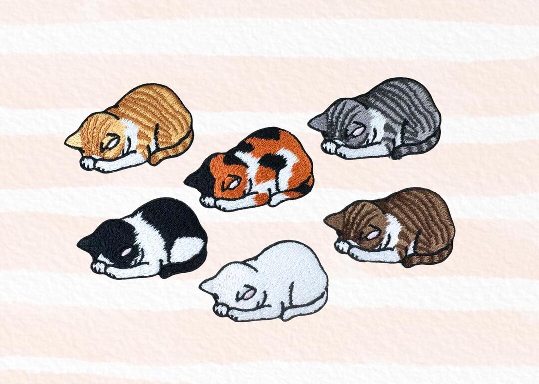 Sleeping Cat Patch, Choices of 6 Design, Embroidered Iron on Sewing on ...
