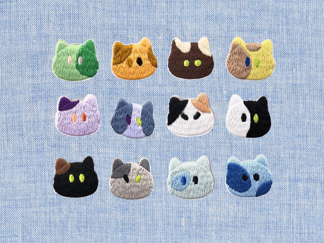 Cute Cat Patch Sticker, Embroidered Sewing on Applique, Kitten Fan ...