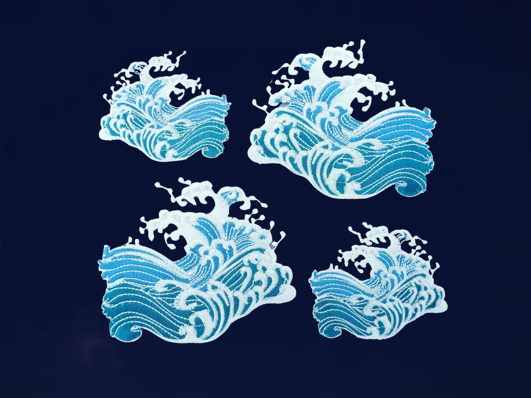 Ocean Wave, Sea Wave Patch, Large or Small Embroidered Iron / Sewing on ...