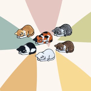 Sleeping Cat Patch, Choices of 6 Design, Embroidered Iron on Sewing on ...