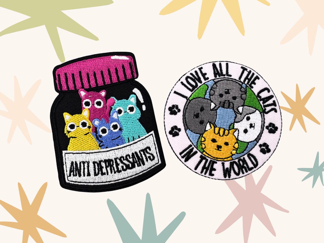 Cute Cat Patch, Pretty Design Embroidered Iron/sewing on Applique ...