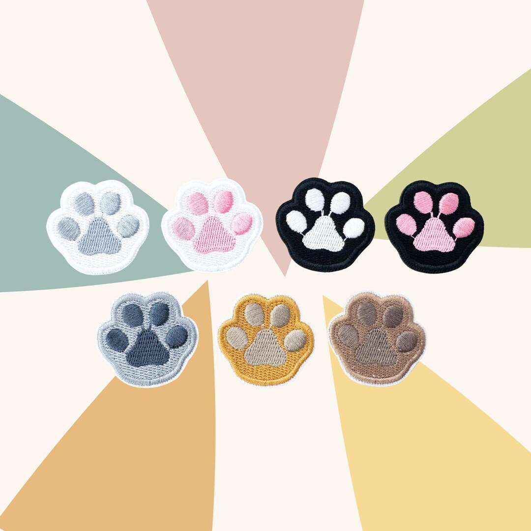 Cute Cat or Dog Paw Print Embroidered Iron / Sewing on Applique in 2 ...