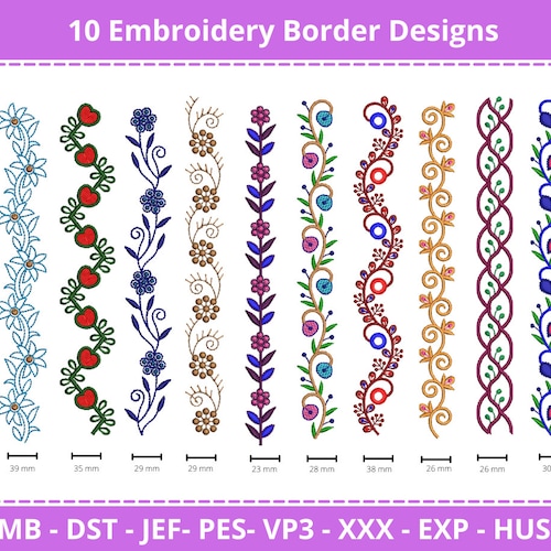 10 Endless Border Embroidery Design Bundle Machine Embroidery - Etsy