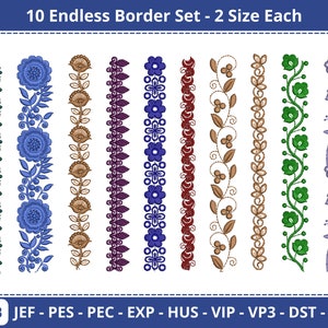 Flower Border Embroidery Design - Endless Floral Border Machine ...