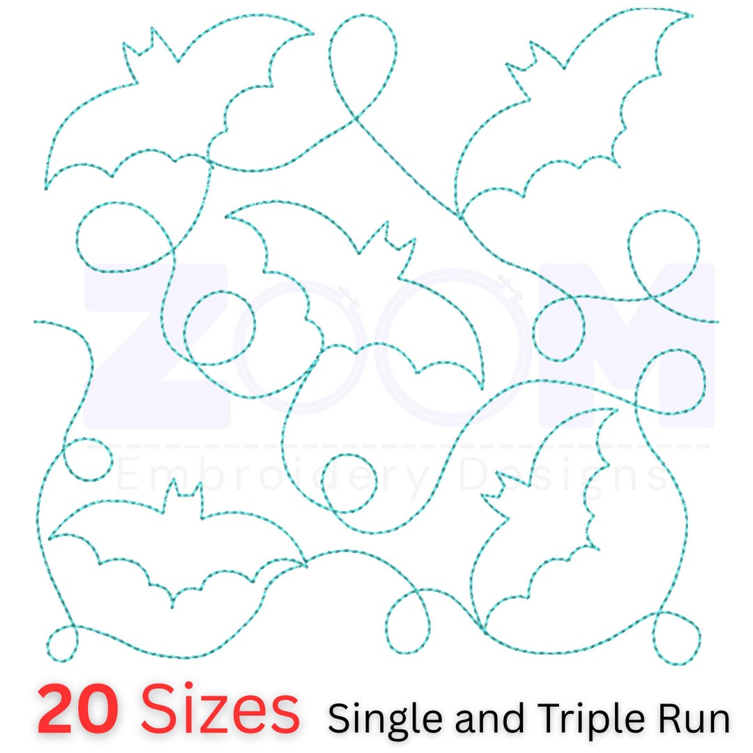 Bat Continuous Line Quilting Design | Edge to Edge Quilt Pattern | 20 ...