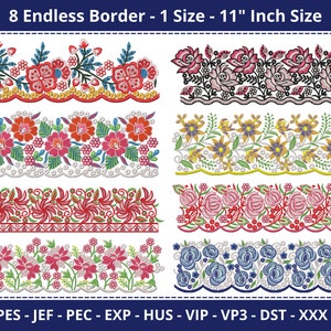 Exquisite Botanical Flower Edge Border Designs - Machine Embroidery ...