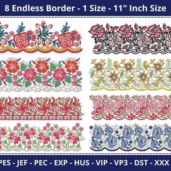 Exquisite Botanical Flower Edge Border Designs Machine Embroidery ...