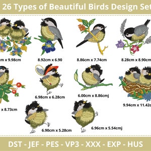 Beautiful Birds Embroidery Design Set - Machine Embroidery Pattern – 26 ...