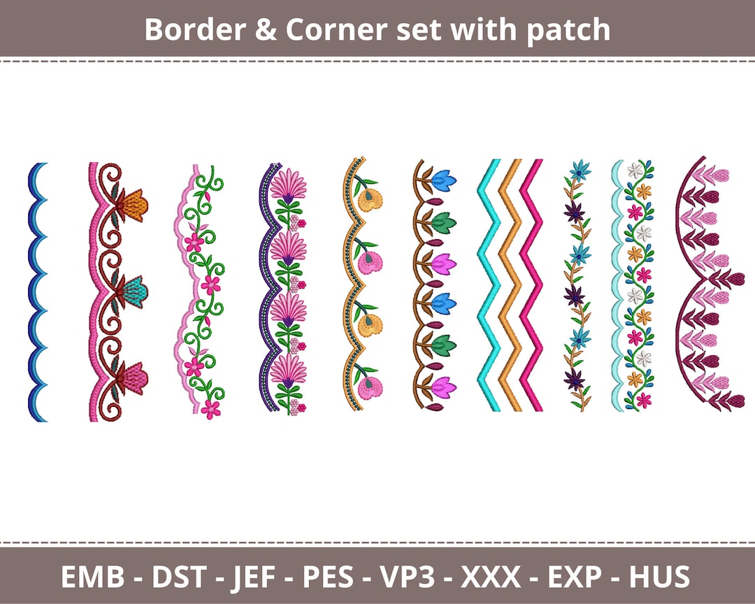 Cutwork Border & Corner With Patch Embroidery Design 10 Types Machine ...