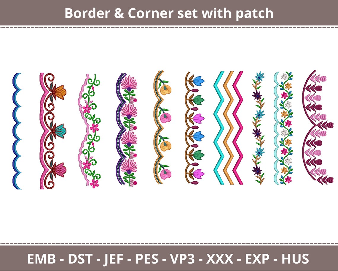 Cutwork Border & Corner With Patch Embroidery Design 10 - Etsy