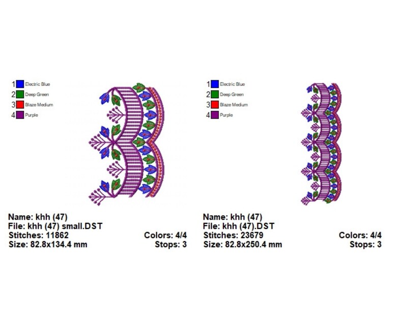 5 Endless Border Embroidery Designs 2 Sizes Instant - Etsy