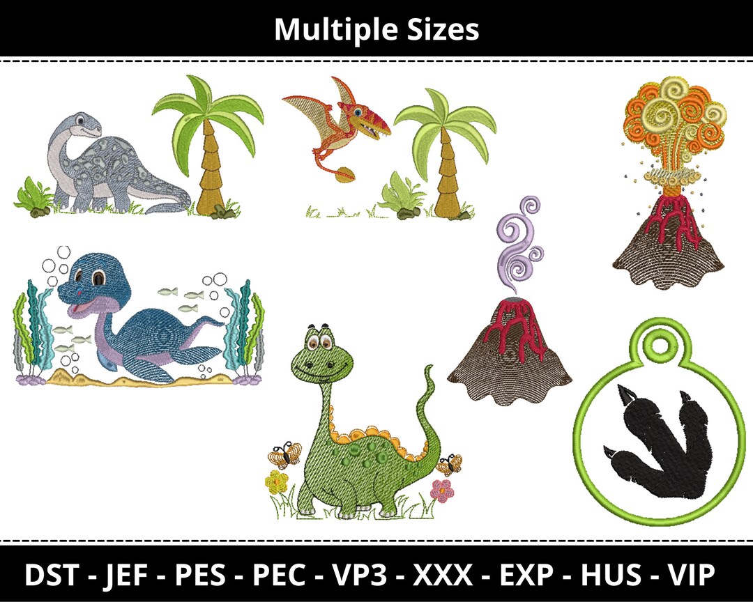 Cartoon Dinosaur Embroidery Design - Machine Embroidery Pattern – 7 ...