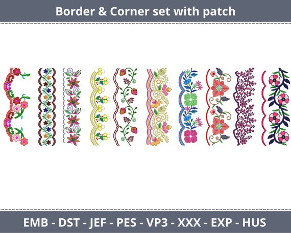 Cutwork Border & Corner With Patch Embroidery Design 10 - Etsy