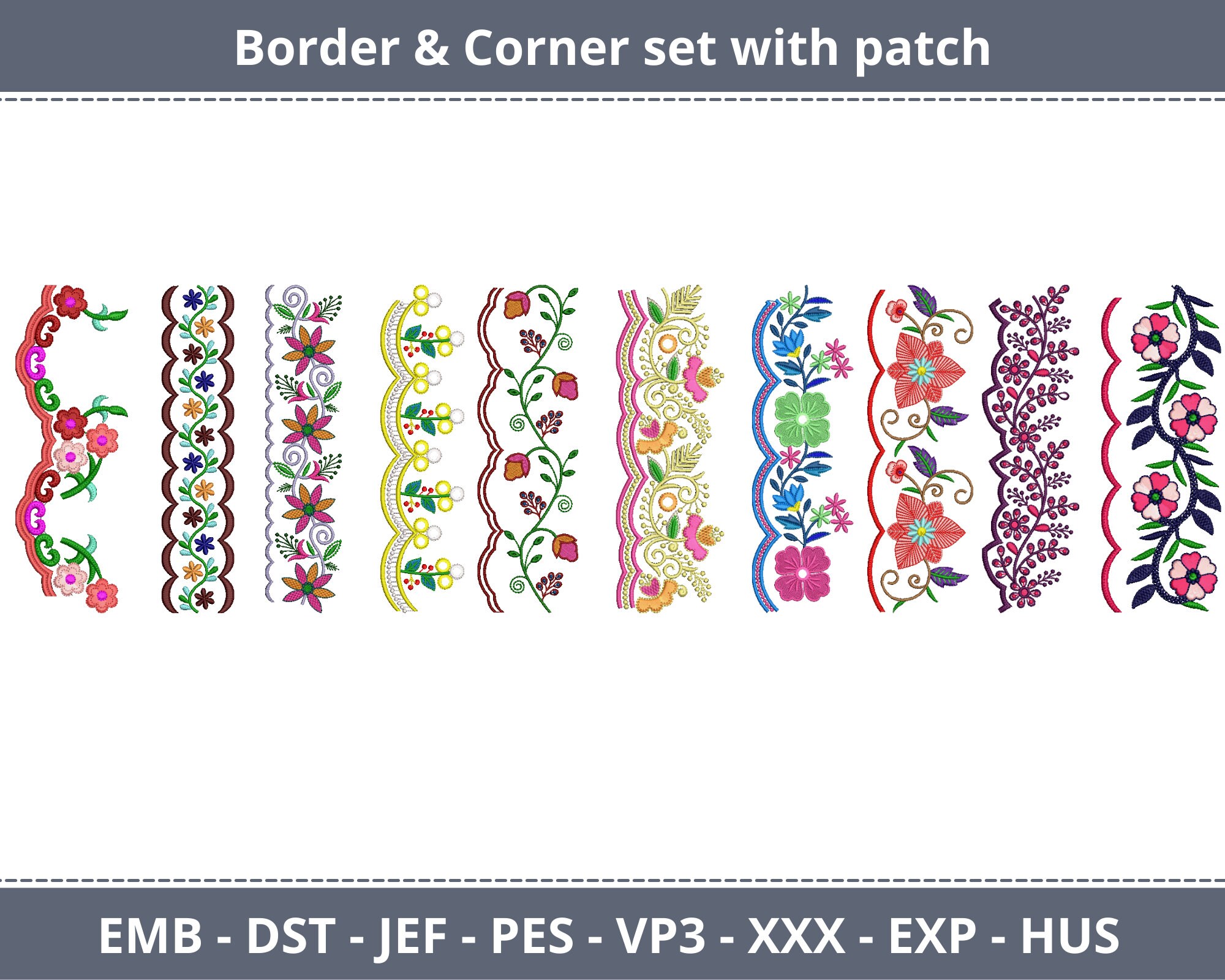 Cutwork Border & Corner With Patch Embroidery Design 10 - Etsy