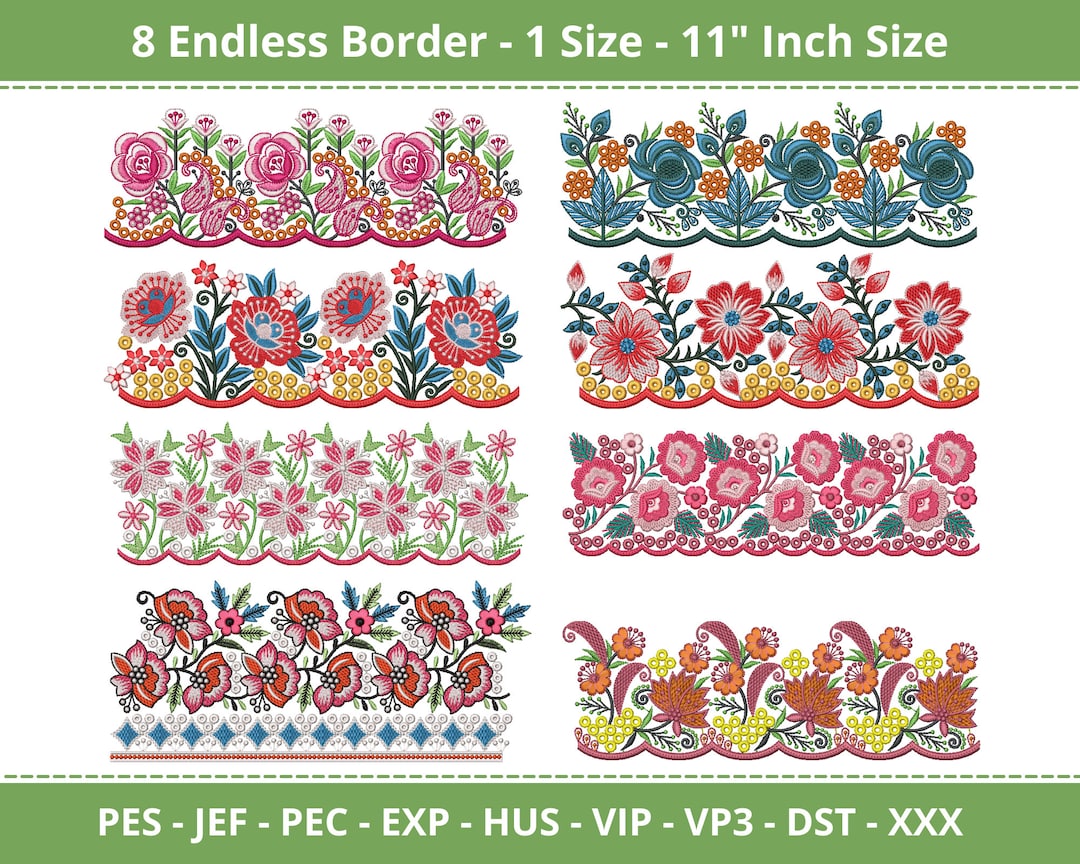 Nature-inspired Flower Edge Border Designs - Machine Embroidery ...