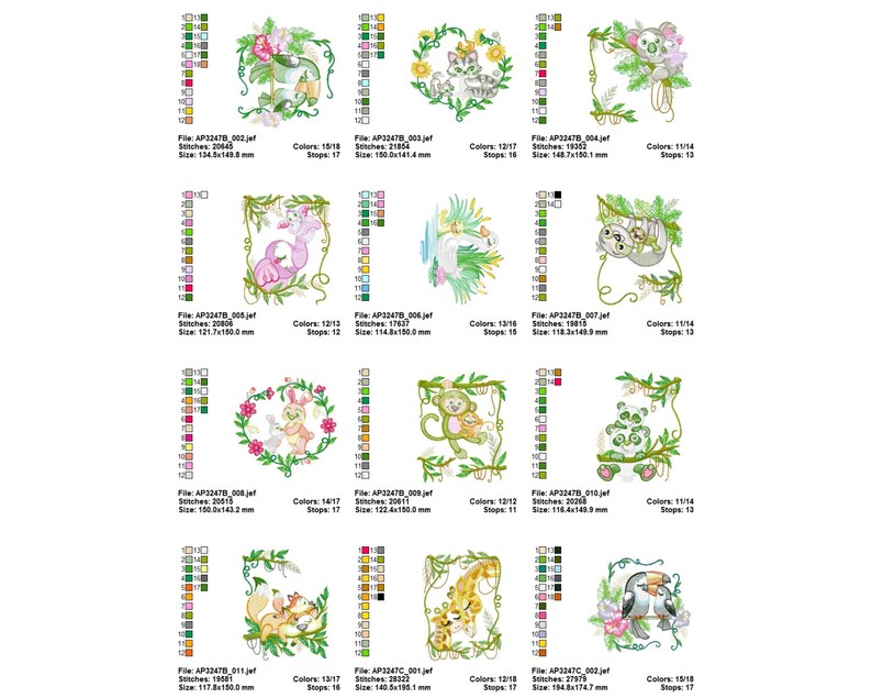 Baby Safari Animals With Nature Machine Embroidery Designs - Etsy