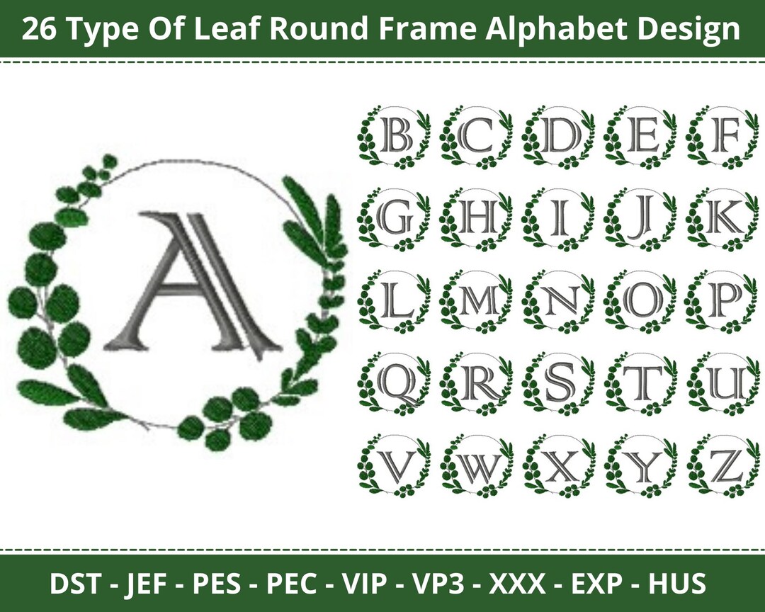 Elegant Nature-inspired Botanical Leaf Frame Alphabet Font Machine ...